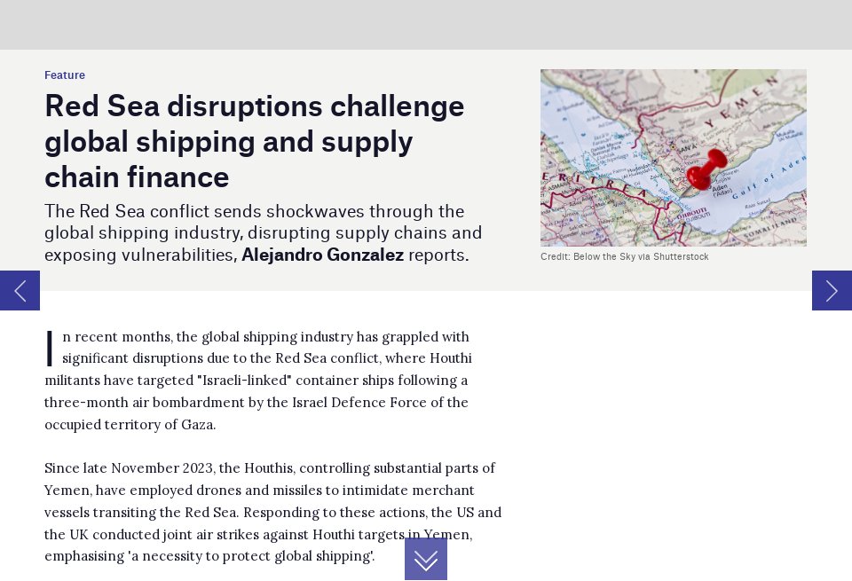 Red Sea disruptions challenge global shipping and supply chain finance ...