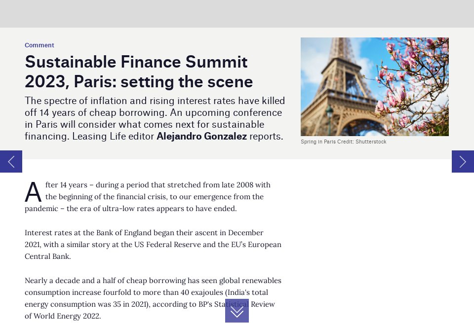 Sustainable Finance Summit 2023, Paris: setting the scene - Leasing ...