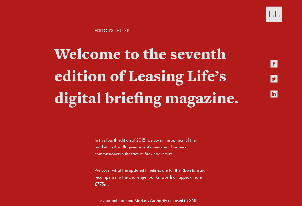 Editor's Letter - Leasing Life November 2018