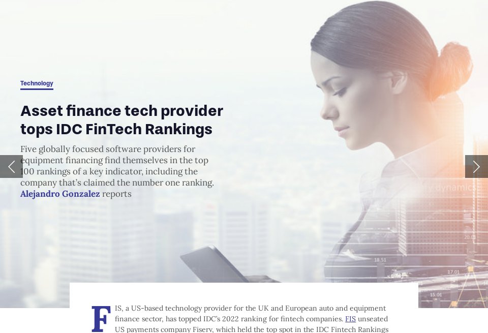 Asset finance tech provider tops IDC FinTech Rankings - Leasing Life ...