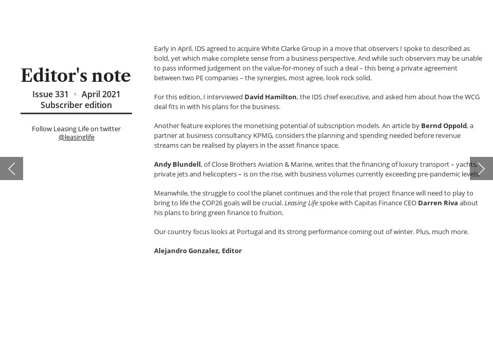 Editor's note - LL Subscriber edition | Issue 331 | April 2021