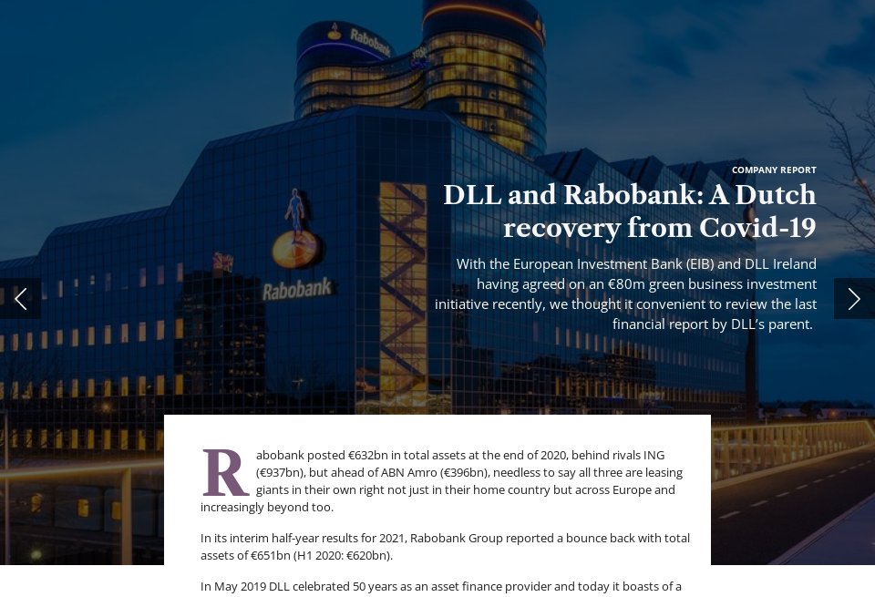 DLL and Rabobank: A Dutch recovery from Covid-19 - LL Subscriber ...