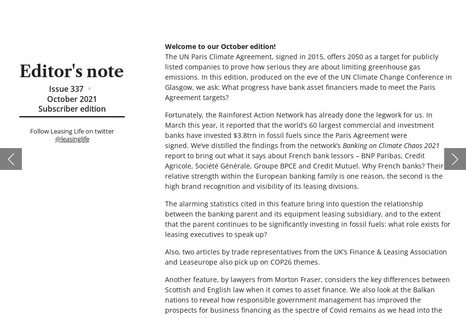 Editor's note - LL Subscriber edition | Issue 337 | October 2021